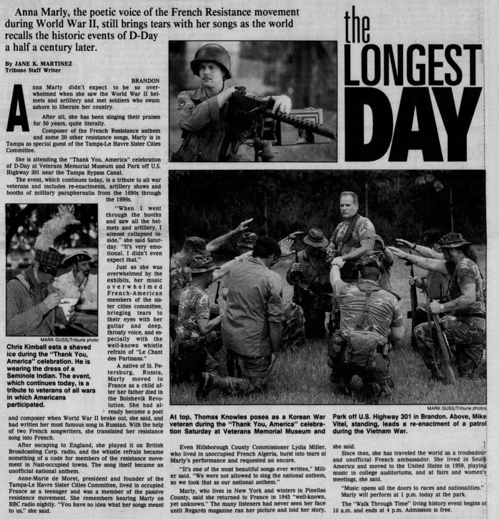 The Tampa Tribune - Anna Marley, French Resistance Composer, Visits ...